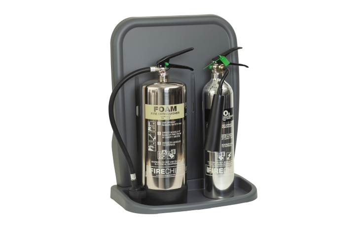 Grey double two-part fire extinguisher stand | Fire Extinguisher Stands