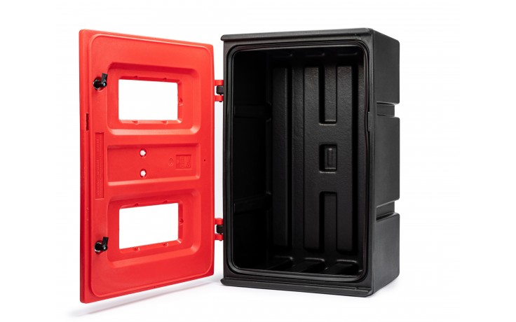 Fire fighting equipment cabinet with key lock | Rotationally-Moulded ...